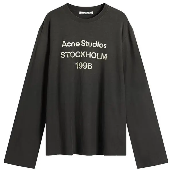 Acne Studios Edden 1996 Logo Long-Sleeve T-Shirt - Faded Black